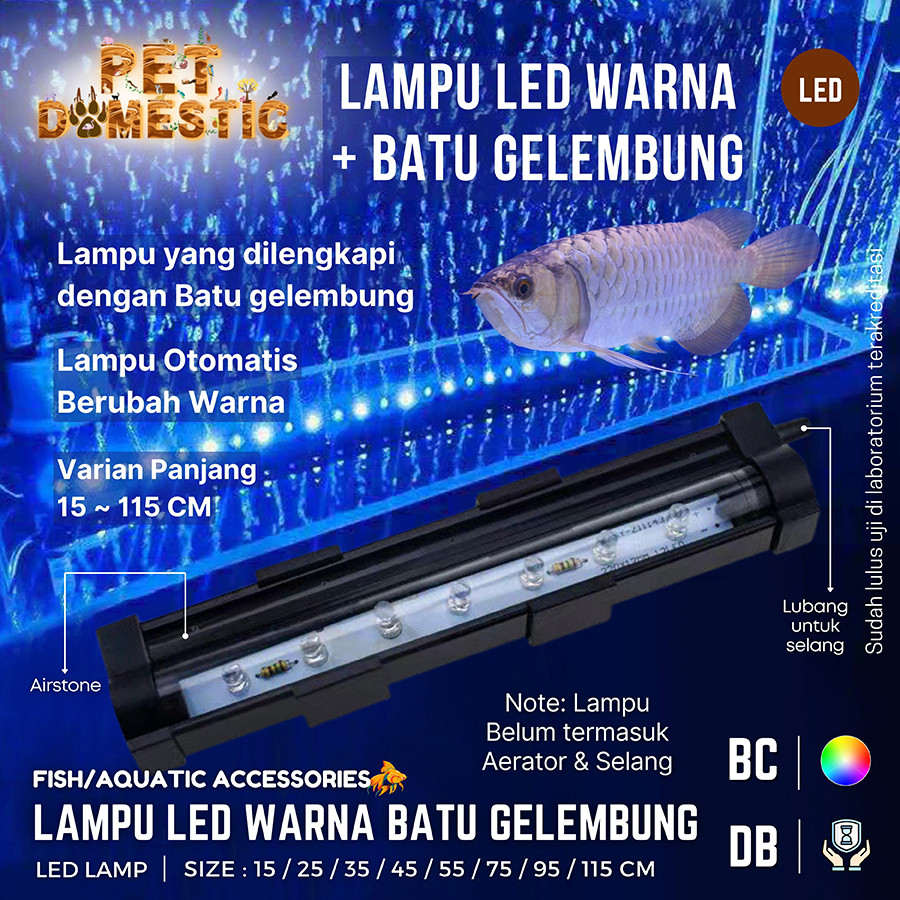 Jual Lampu Celup Batu Gelembung Oksigen LED 3 Warna Airstone Aquarium ...
