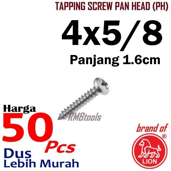 Jual Sekrup Skrup Tapping PH 4x5/8 1.6cm Pentol Kayu Tembok Alumunium 4 ...