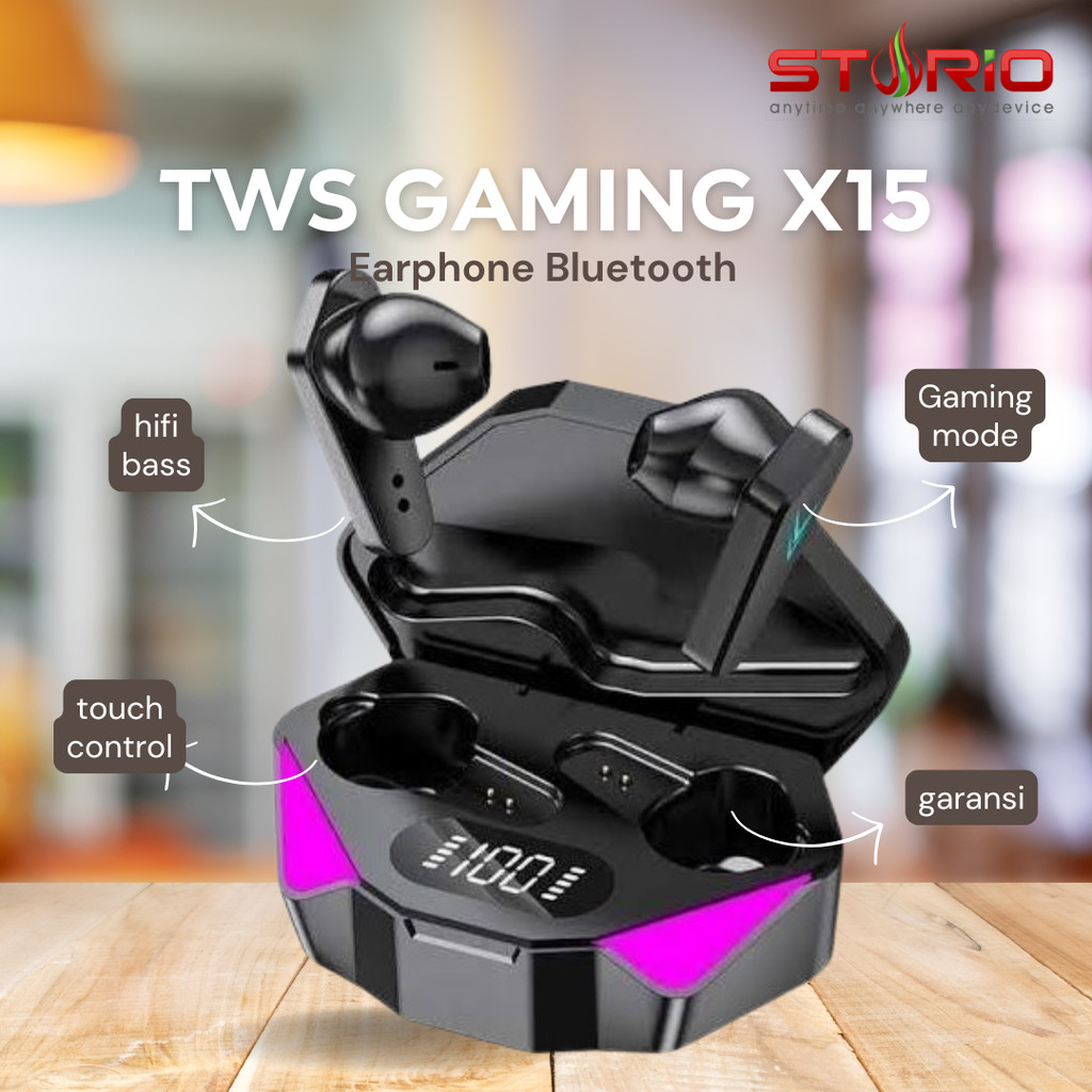 Jual TWS GAMING X15 Headset Bluetooth Earphone With Microphone Bass ...