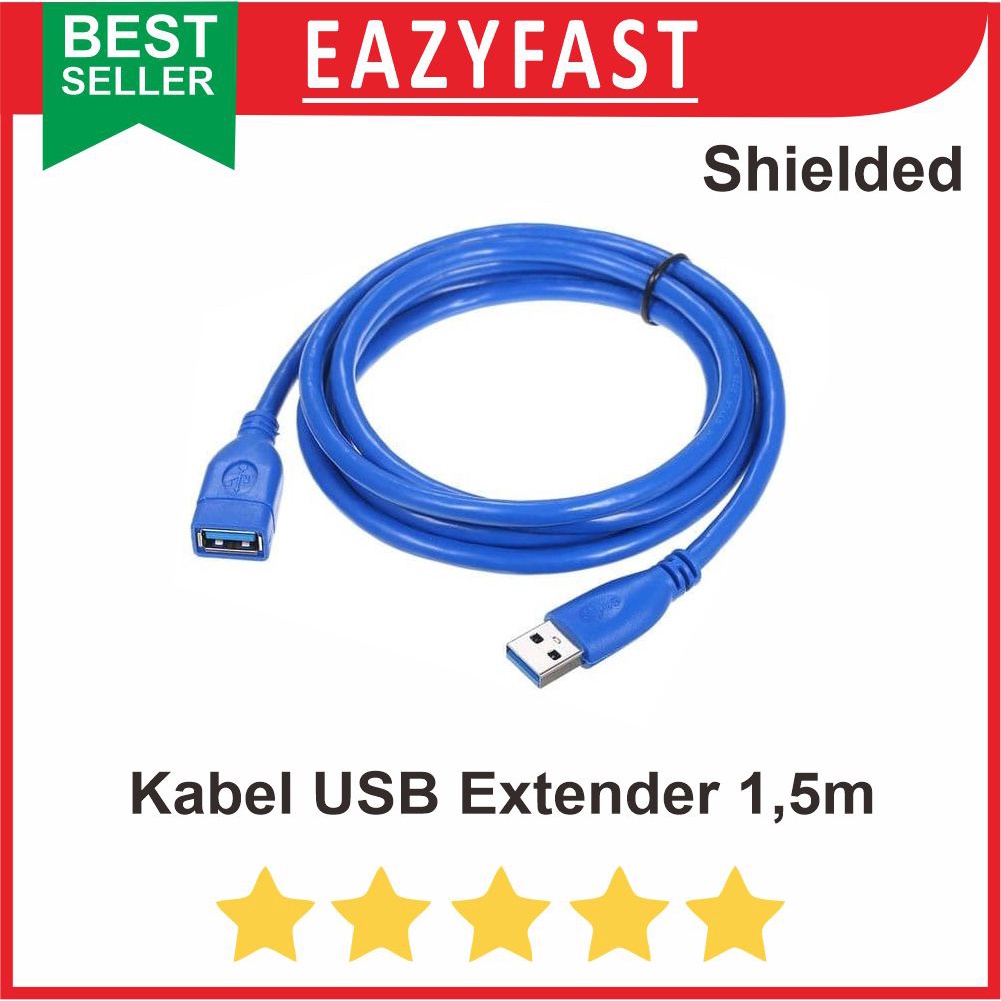 Jual Kabel USB 3 3.0 Extender Extension 1.5 meter 1.5m Shileded Cable ...