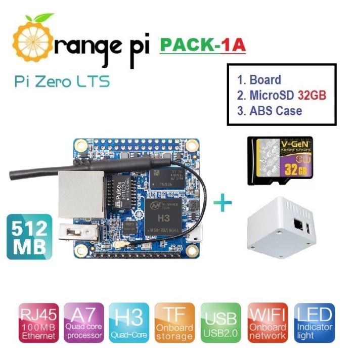 Jual PACK-1A : Orange Pi Zero LTS (512MB) + ABS CASE + MicroSD FAZ27 ...