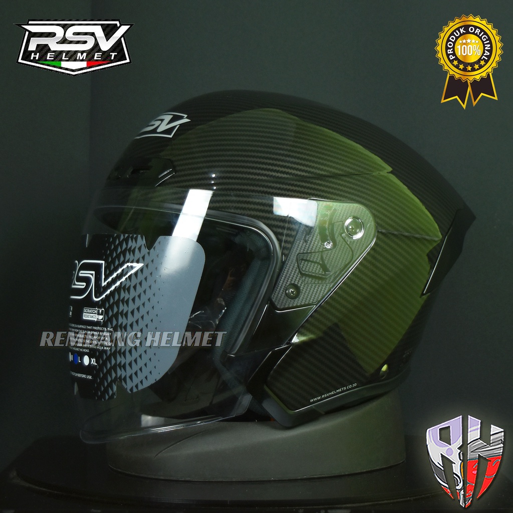 Jual HELM RSV HALF FACE NEW WINDTAIL CARBON GLOSSY PACKING 2KG | Shopee ...