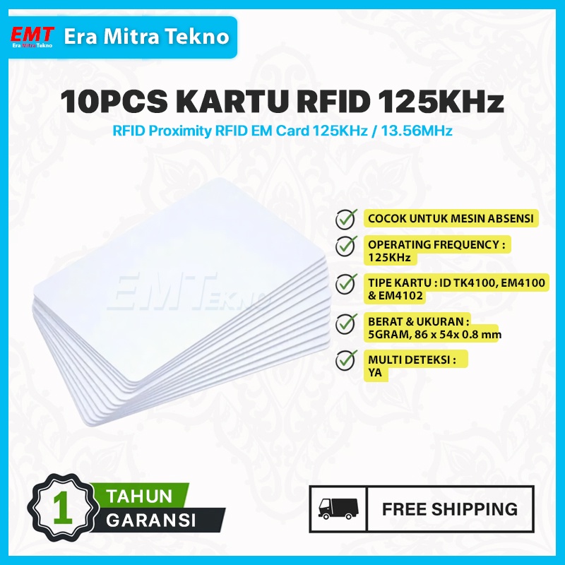 Jual 10PCS KARTU RFID PROXIMITY 125khz ID CARD / KARTU MESIN ABSENSI ...