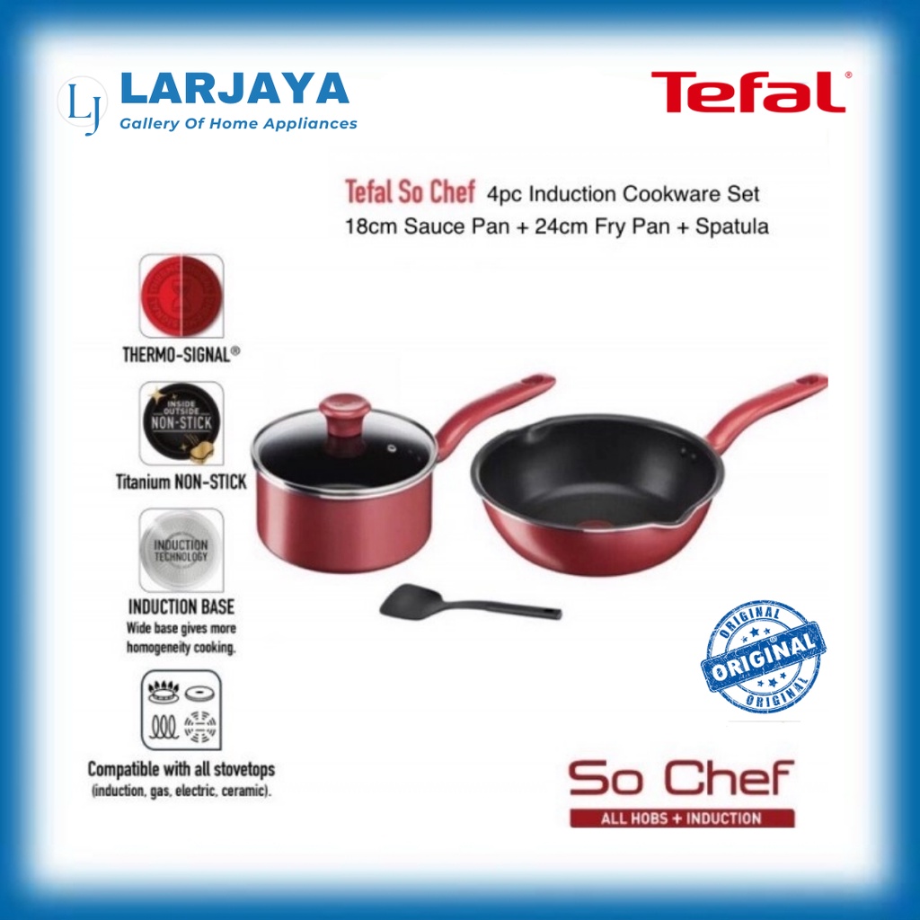 Jual Tefal 4 Pcs So Chef Set Cookware (Induction Heating) | Shopee ...