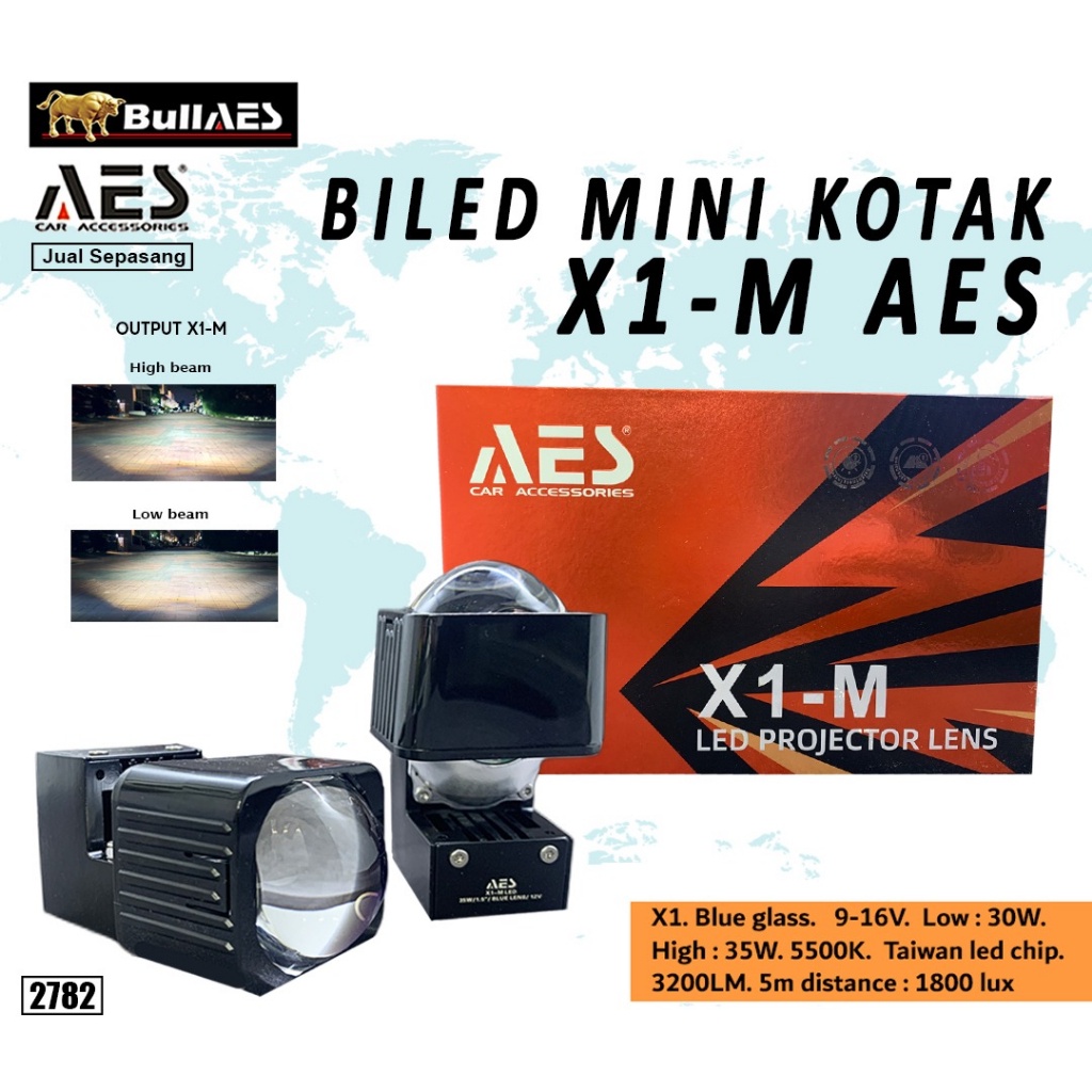 Jual BILED AES MIni X1-M Size 1.5 inch 35W 6000K Matrix Bi led with ...