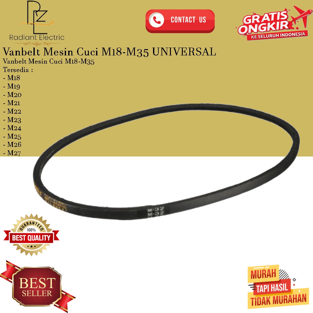 Jual Van Belt Mesin Cuci Tipe M18-M35 M19,5-M33,5 Bisa Untuk Semua Merk Mesin Cuci | Shopee ...