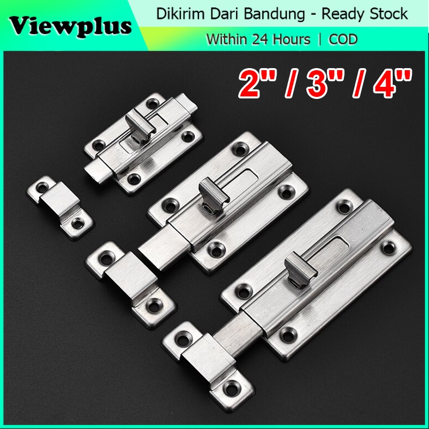 Jual Kunci Grendel Slot Pintu Jendela Kotak Stainless Lebar SS 2 Inch ...