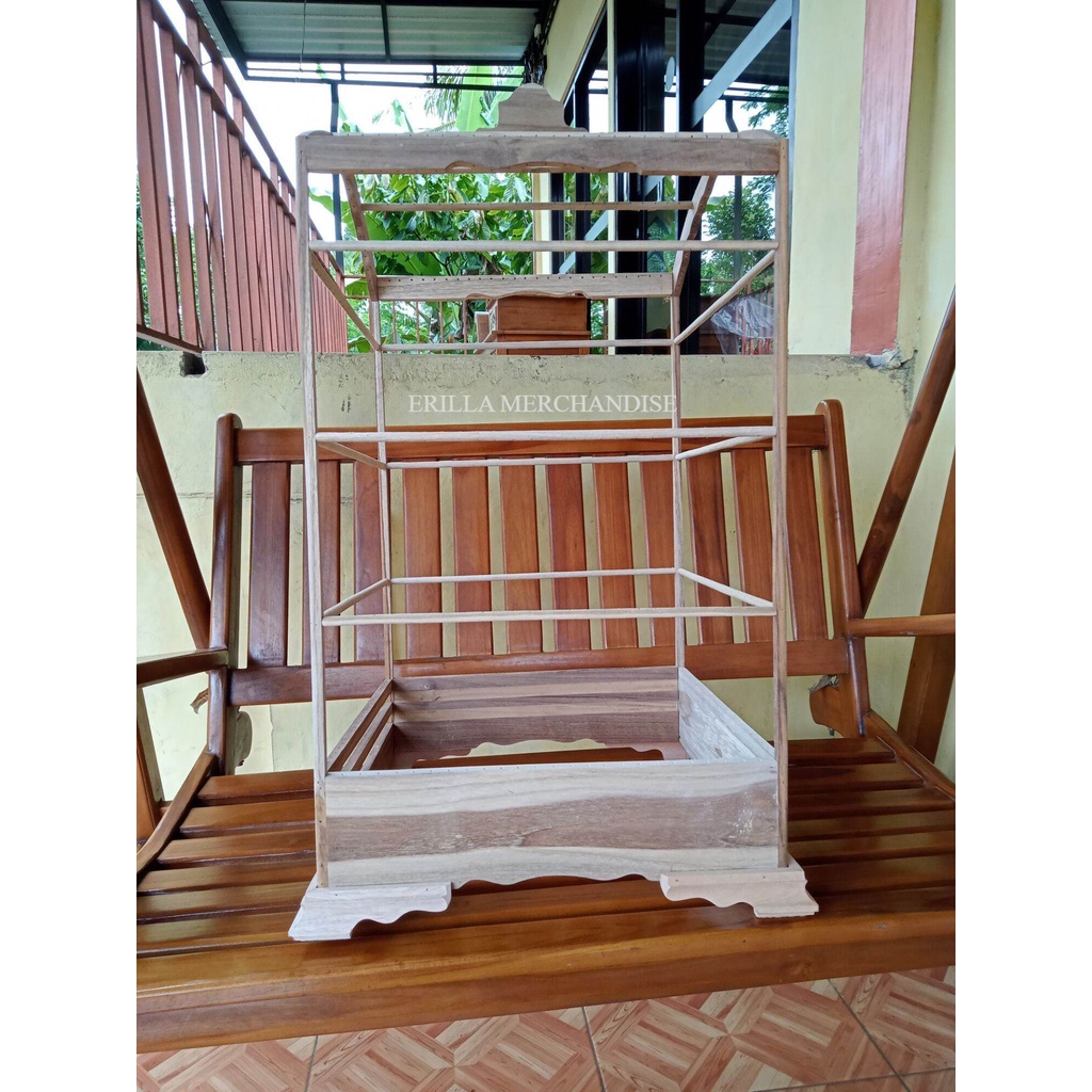 Jual sangkar burung ambrukan kosan bahan FULL JATI tiang oval 40 x 40 ...