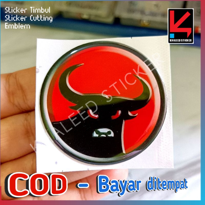 Jual Stiker timbul emblem PDI Perjuangan stiker banteng merah | Shopee ...