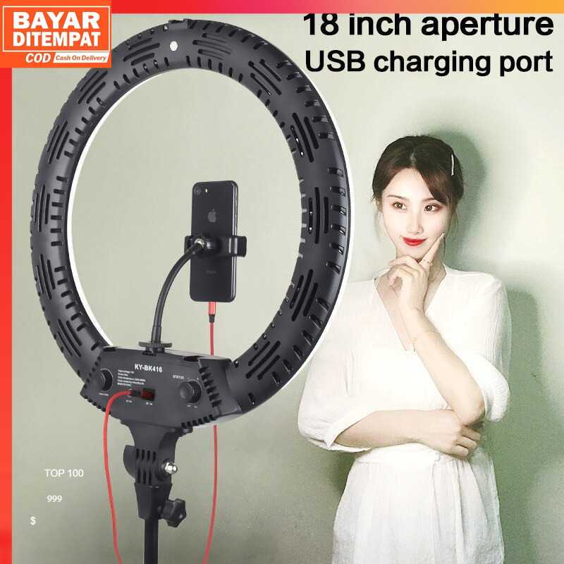 Jual ( 100% ORI ) QIAO DA Lampu Ring Light 416 LED 65W 18 Inch with ...