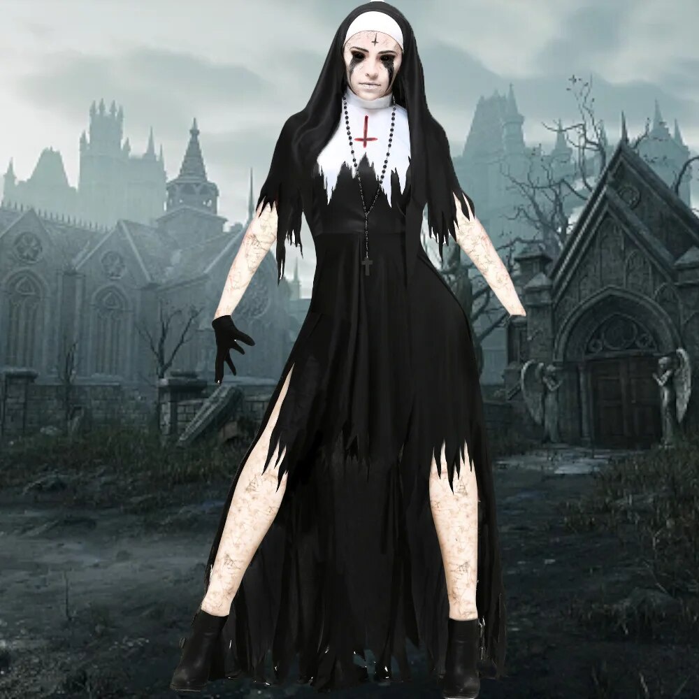 Jual PREORDER Zombie Nun Costume for Women Horror Films The Demon Scary ...