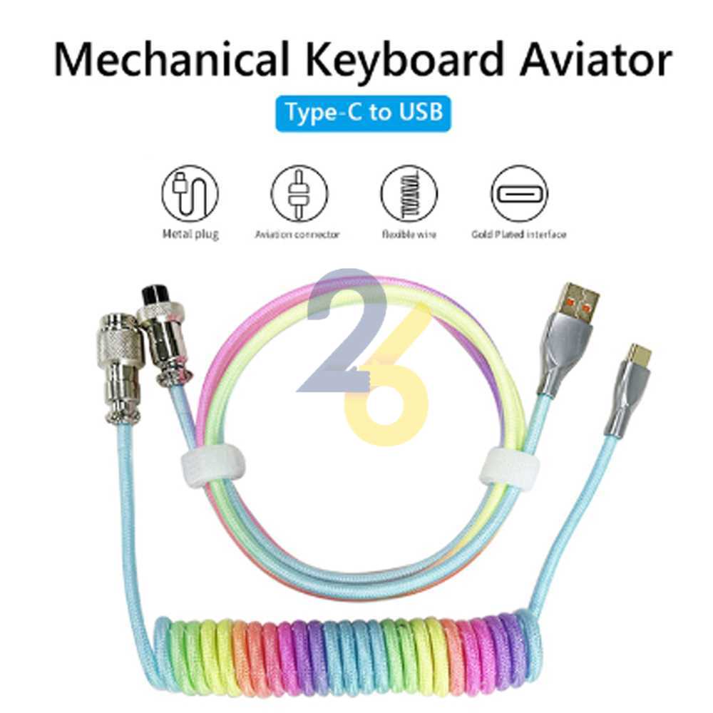 Jual [ 26 ] ALLOYSEED Coiled Cable Mechanical Keyboard Type-C USB ...