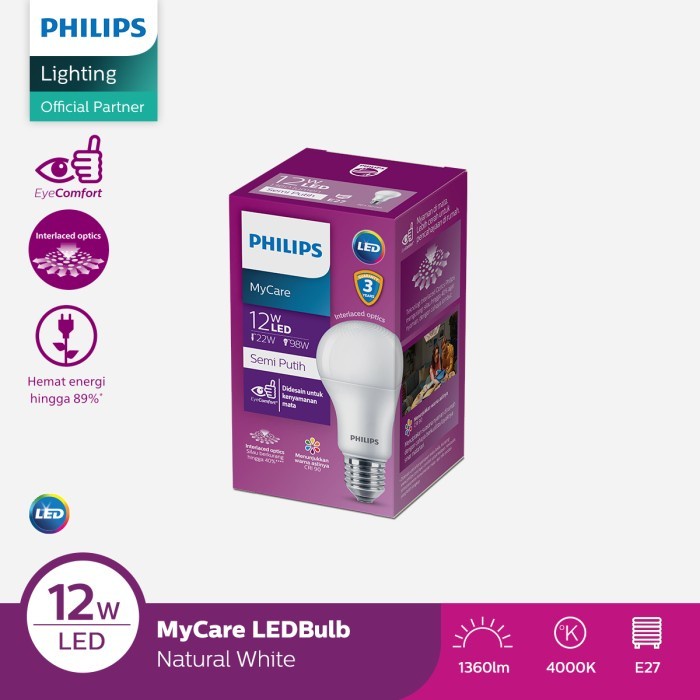 Jual Philips A60 MyCare LEDBulb 12W E27 4000K 230V Cool White | Shopee ...