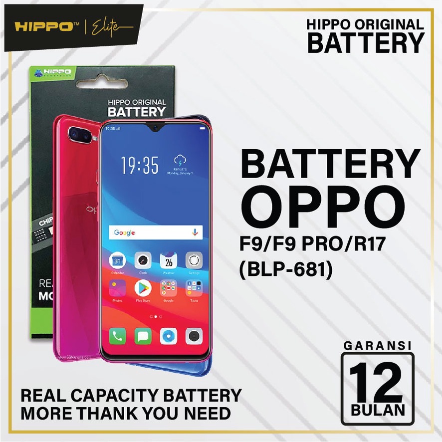 Jual Hippo Battery Oppo F9 / F9 Pro / R17 BLP-681 3500Mah Original Cell ...