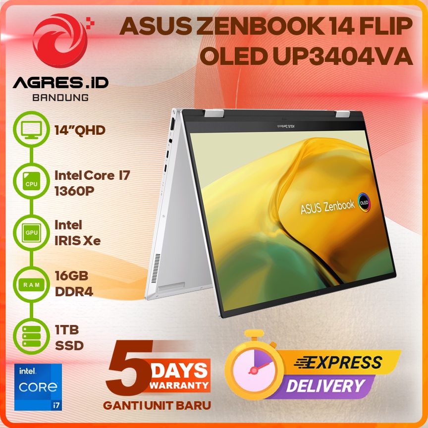 Jual ASUS ZENBOOK 14 FLIP OLED UP3404VA TOUCH I7 1360P 16GB 1TB 14 2.8K ...
