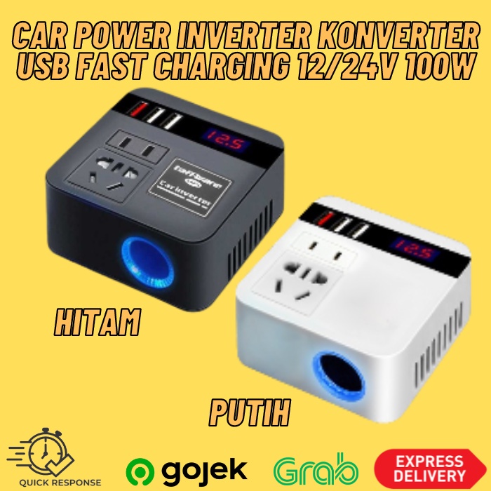 Jual Car Power Inverter Konverter USB Charging 12/24V 100W Colokan ...