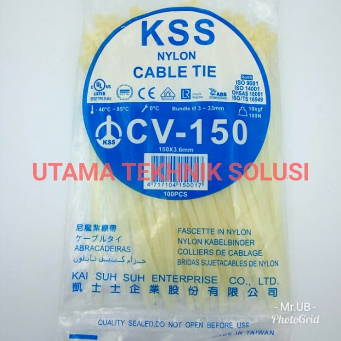 Jual Kabel Tis Cable Tie Cable Ties Kabel Ties KSS CV-150 uk.150x3,6mm | Shopee Indonesia