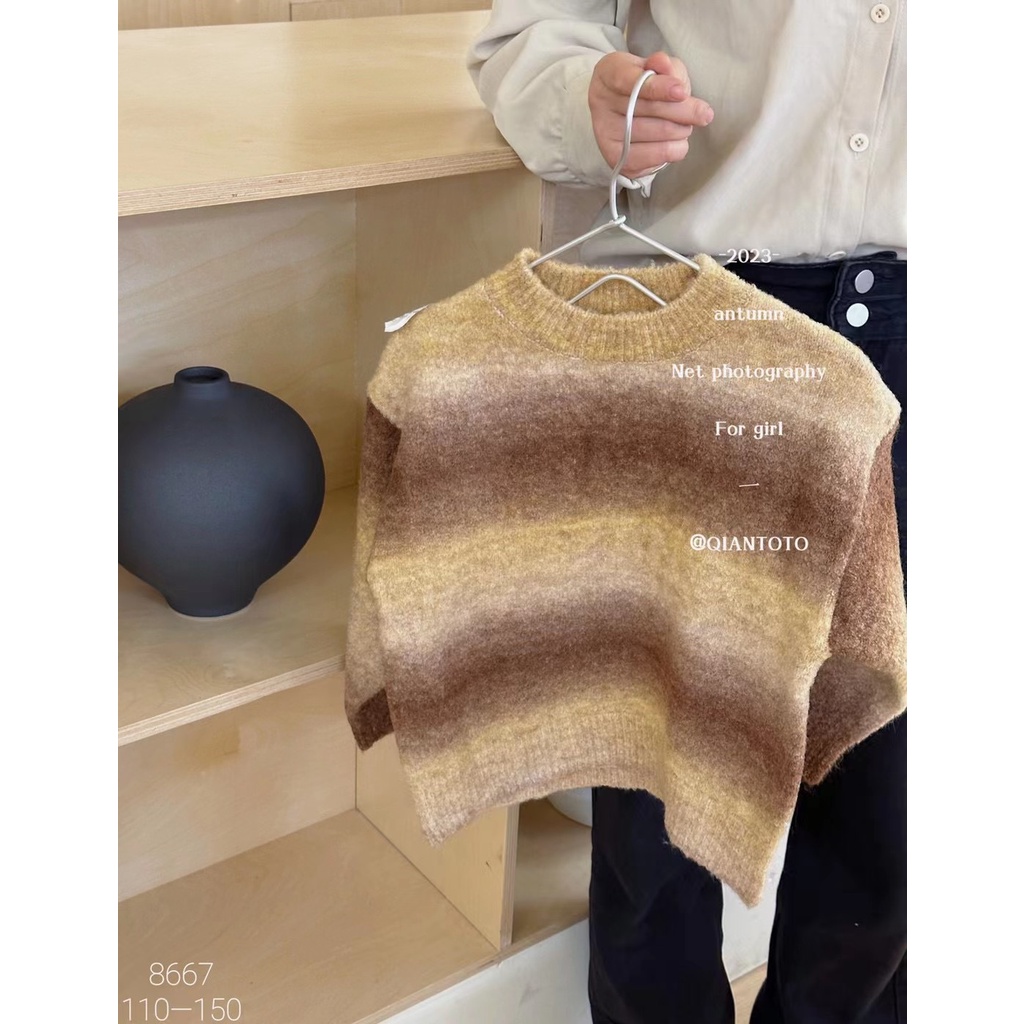 Jual Atasan sweater anak perempuan - knitted rajut - striped - pink ...