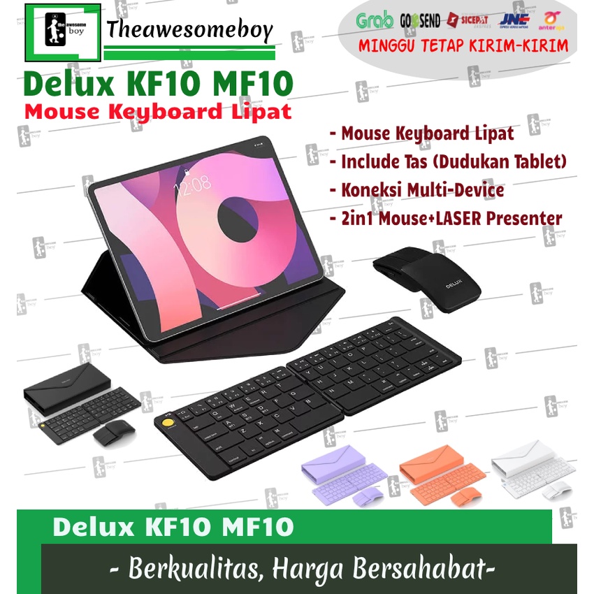 Jual Delux PockCombo KF10 MF10 Foldable Bluetooth Mouse Keyboard Combo ...