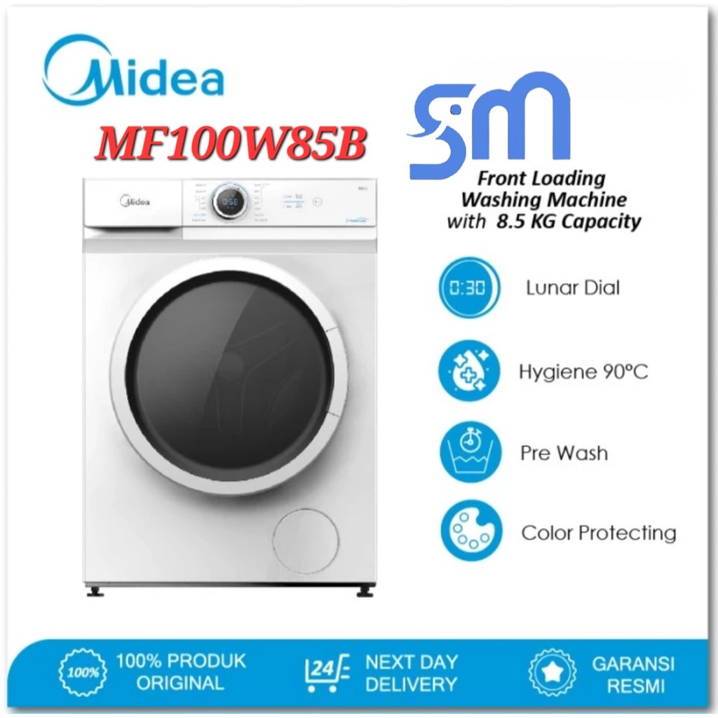Jual Mesin cuci Midea MF100W85B Front Loading 8.5 kg bukaan depan ...