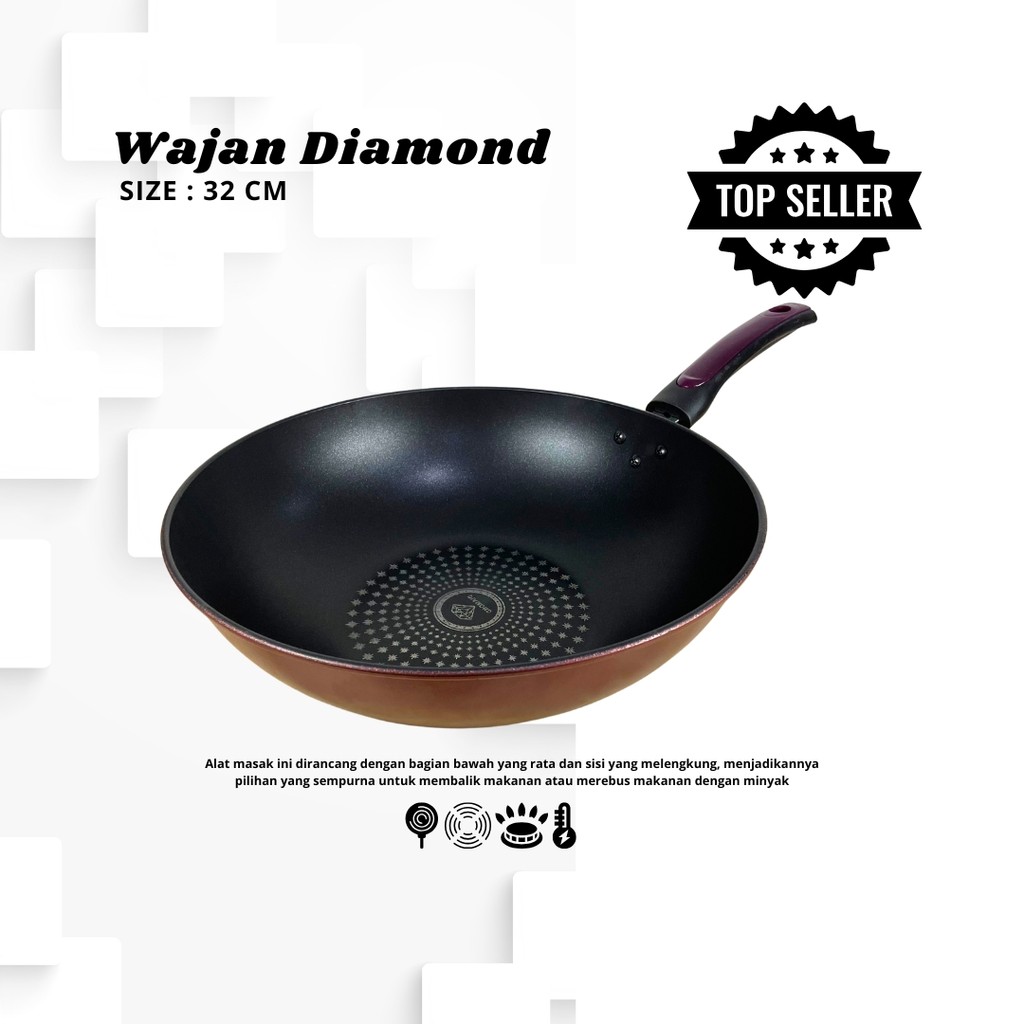 Jual BWI - WAJAN PENGGORENGAN WOK DAPUR FRY PAN PANCI TEFLON DIAMOND ...