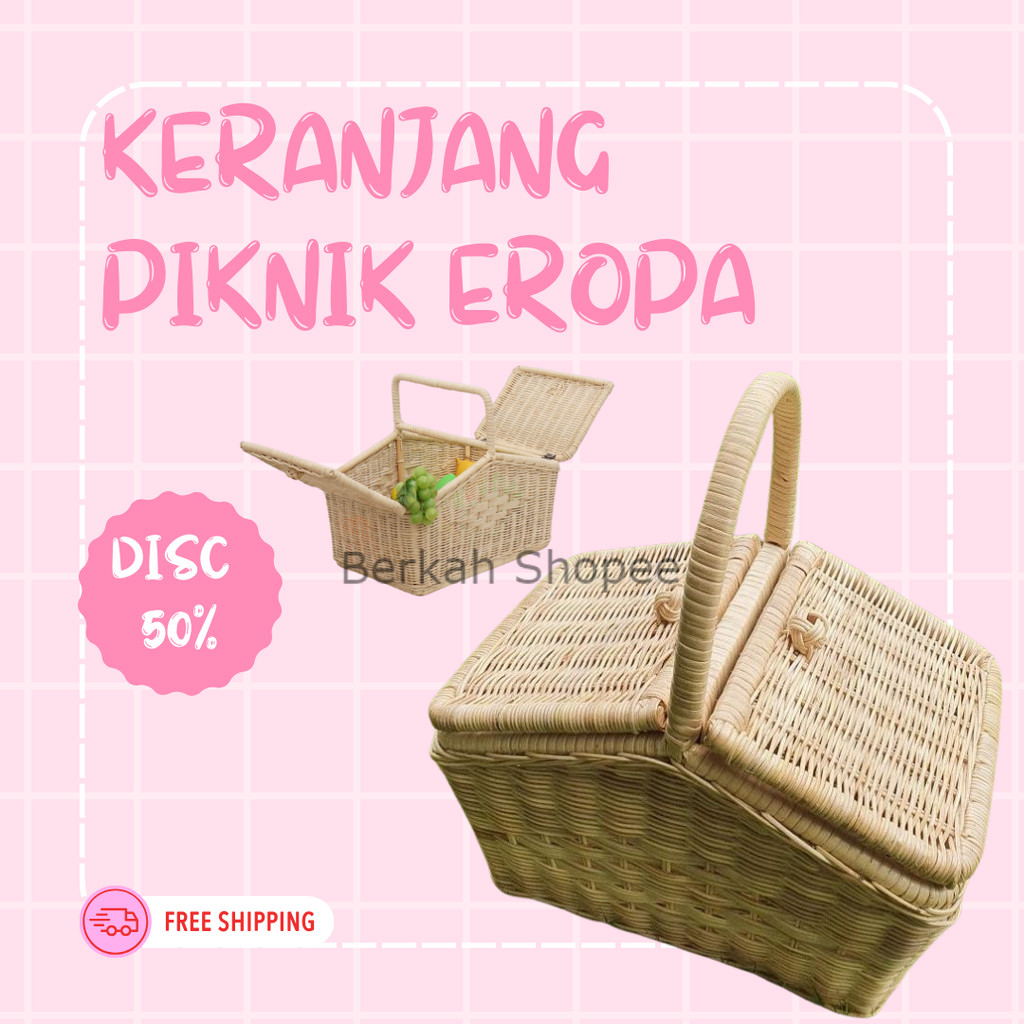 Jual Keranjang Piknik Rotan Ala Eropa - Handmade, Elegan & Kokoh ...
