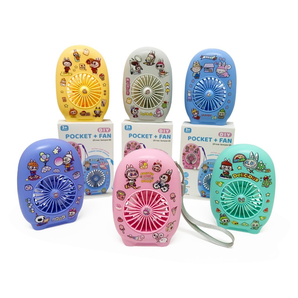Jual (LIVE) Kipas Mini Stand Oval Labubu / Kipas Stand Praktis Labubu ...