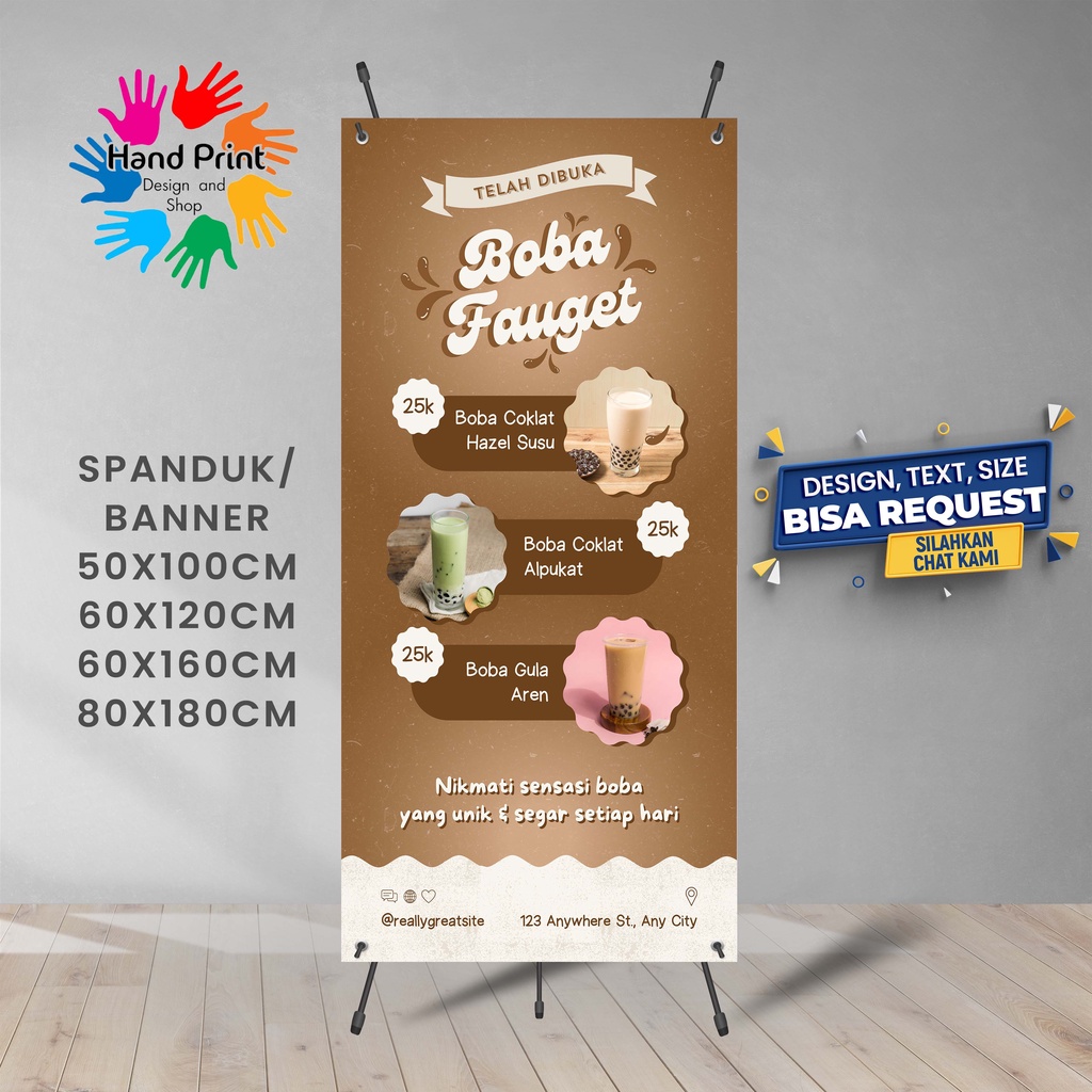 Jual SPANDUK BANNER Es Boba Varian Rasa Warna Coklat 60x160 CM | Shopee ...