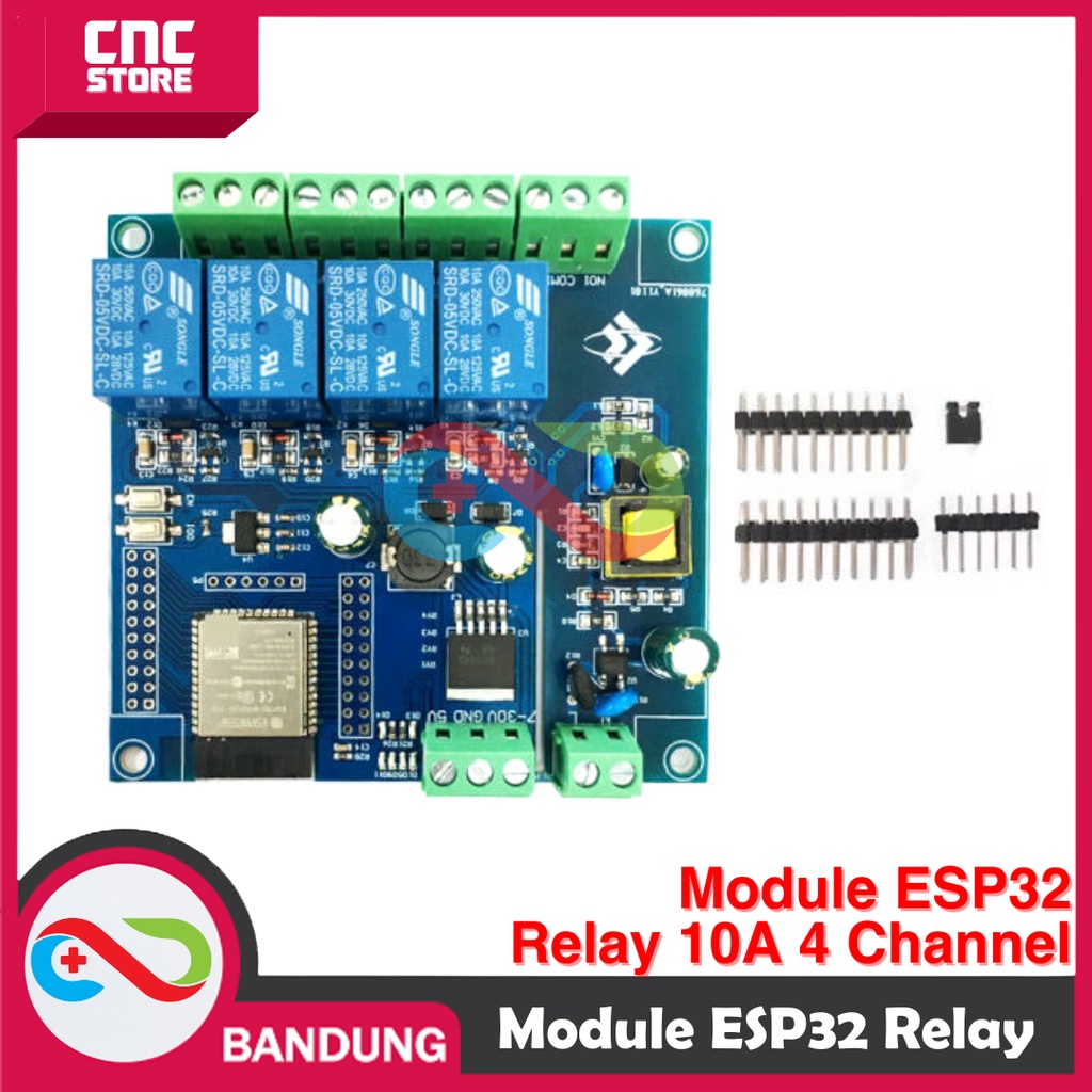 Jual MODUL ESP32 RELAY 10A 4 CHANNEL AC 220 WIFI BLUETOOTH WROOM-32E ...