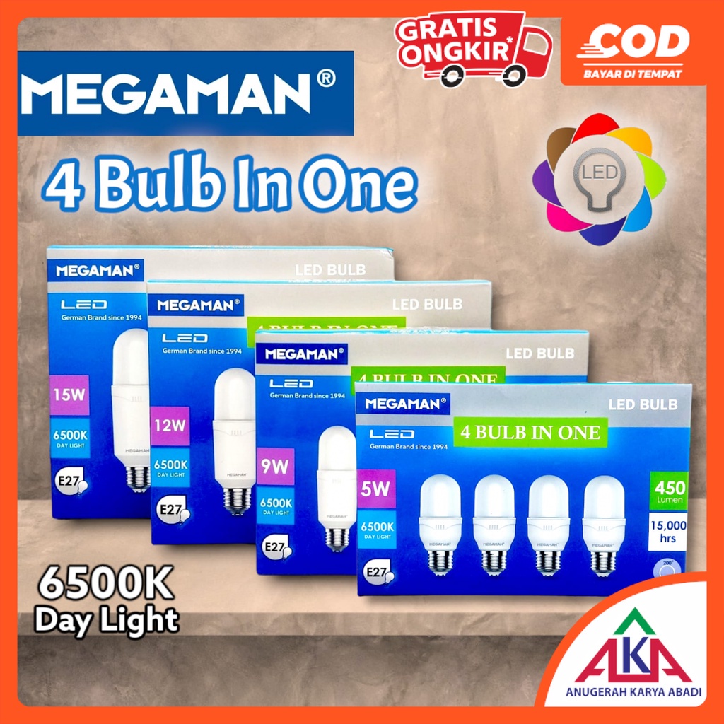 Jual Paket 4 Pcs Bohlam Lampu MEGAMAN LED STICK P Bulb 5 / 9 / 12 / 15 Watt Daylight Putih ...