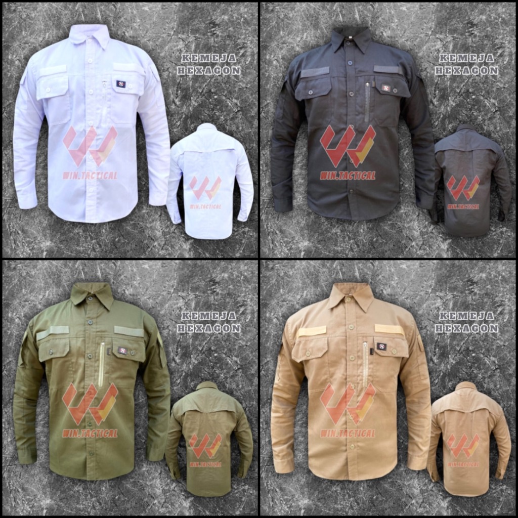 Jual KEMEJA TACTICAL PRIA HEXAGON LENGAN PANJANG / KEMEJA KANTORAN / BUMN / KEMEJA PANJANG PUTIH ...