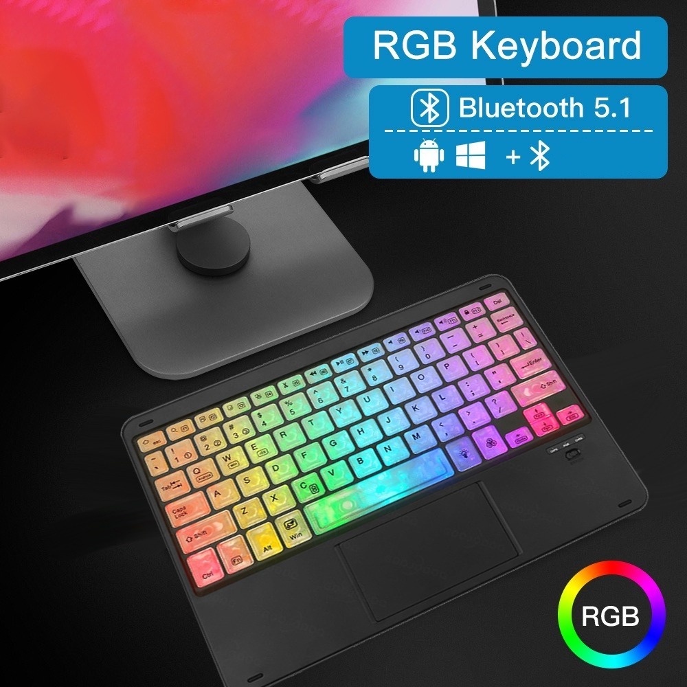 Jual RGB Bluetooth Keyboard Transparent Crystal With Touch pad Wireless ...