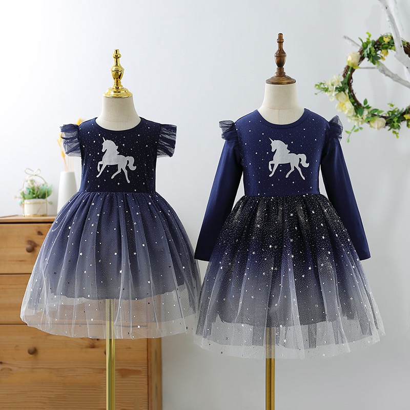 Jual 4-10Tahun Dress unicorn navy baju pesta ultah anak cewek cantik ...