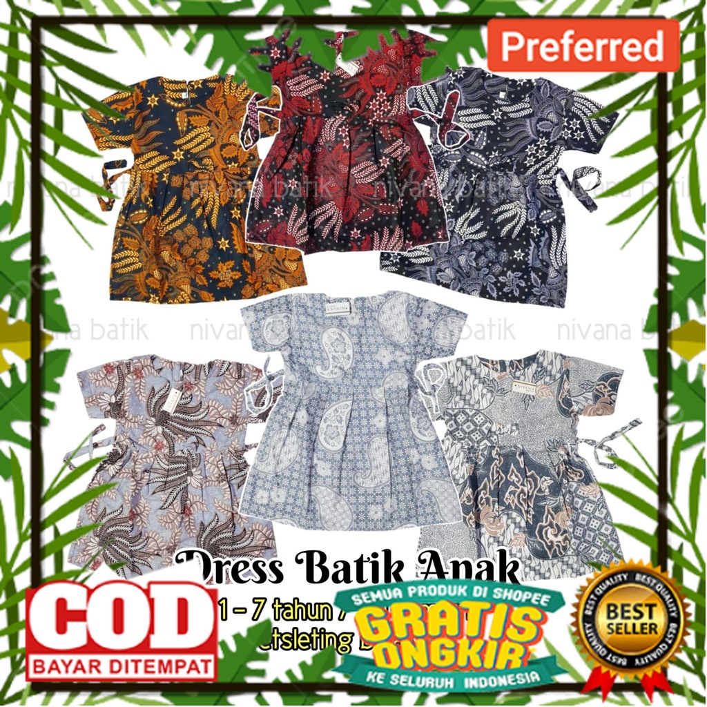 Jual Batik Anak Cewek Dress Batik Soft Cerah Manggar 1 - 7 Tahun ...