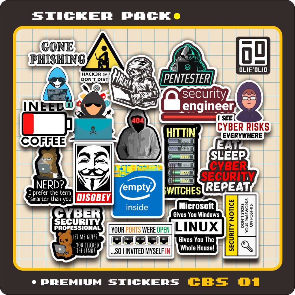 Jual Stiker Logo aesthetic Cyber Security Isi 18 Pcs Sticker Hacker ...