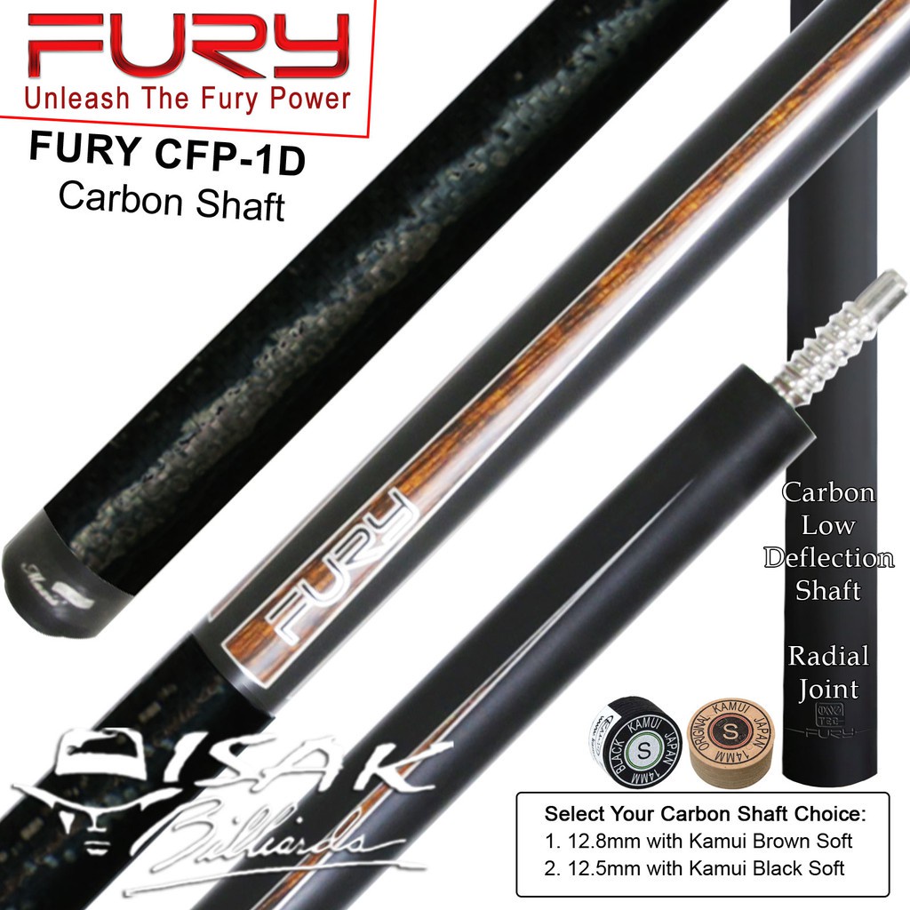 Jual Fury CFP-1PP Cue - Carbon Shaft Radial Joint Kamui Tip Low Deflection Shaf Billiard Pool ...