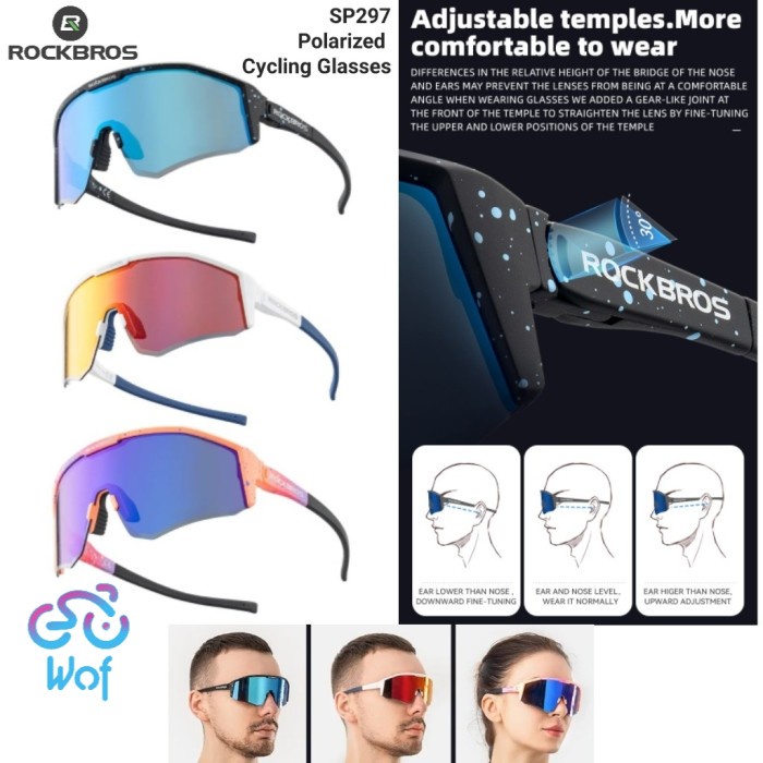 Jual ROCKBROS SP297 Kacamata Sepeda Lensa Polarized Cycling Glasses Colorful Coating Adjustable ...
