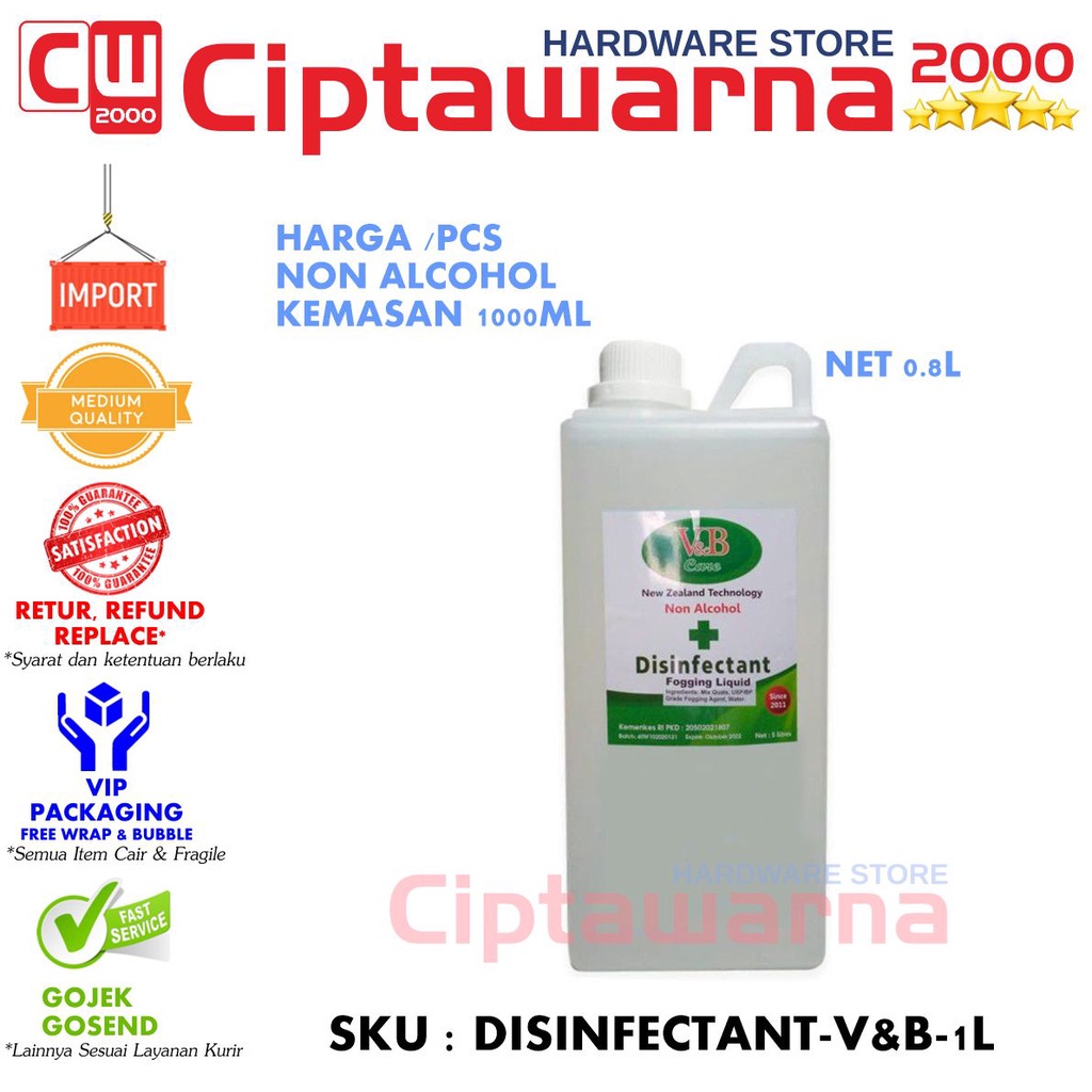 Jual Cairan Disinfektan liquid - Fogging Liquid V&B 1 Liter - CwNs ...