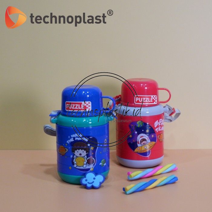 Jual Technoplast Botol Minum Astronaut Puzzle 600ml dengan Tali Panjang ...