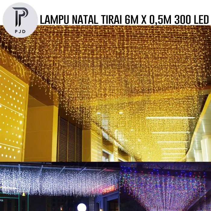 Jual Lampu Natal Tirai LED Light Lampu Hias 300 LED 6 x 0.5 M / 6x0.5 ...