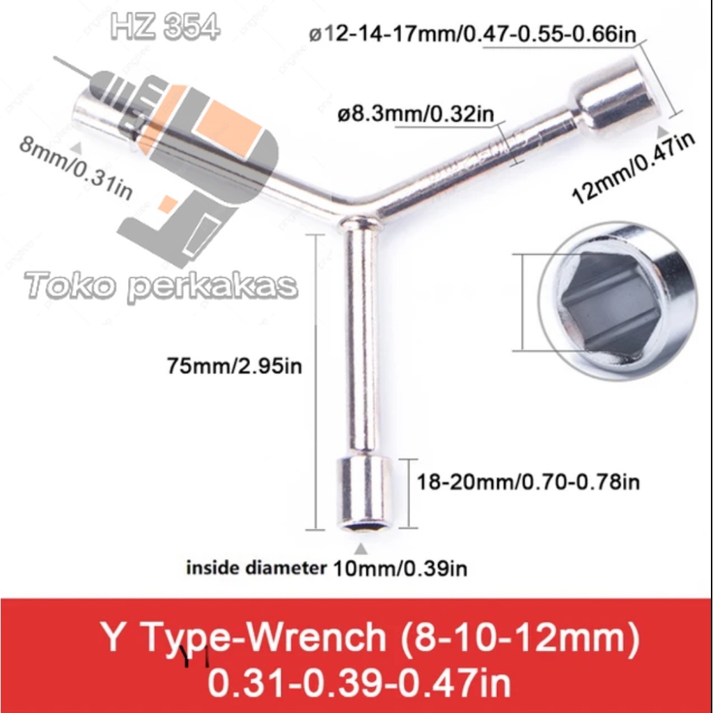 Jual Kunci Y ukuran 8mm 10mm 12mm | Shopee Indonesia