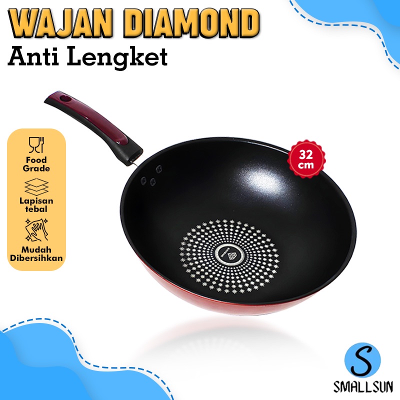 Jual (SS) Wajan Diamond Wok Pan Wajan Penggorengan Anti Lengket Batu ...