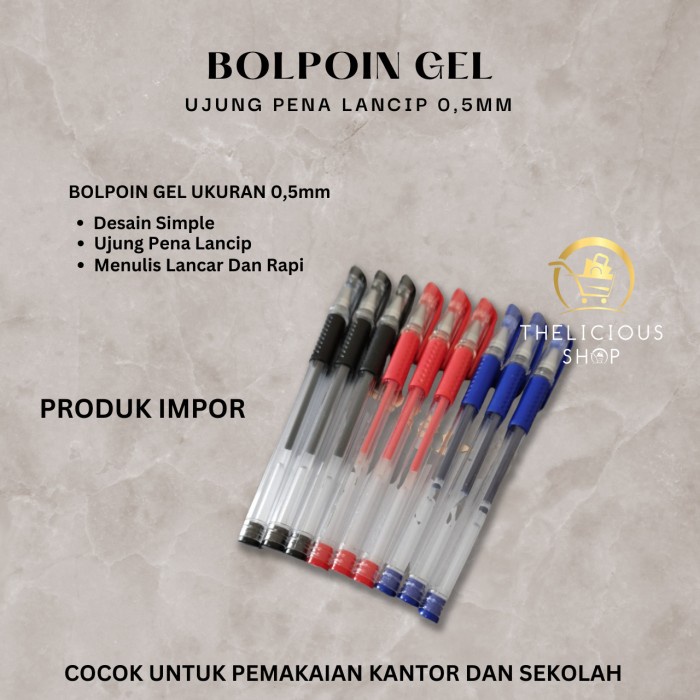Jual Bolpoin Gel Pen 0,5mm Ujung Pena Lancip Menulis Lancar Dan Rapi | Shopee Indonesia