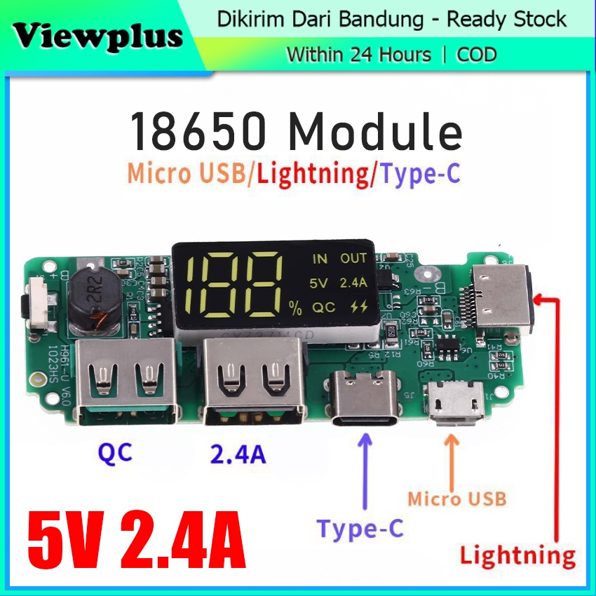 Jual Modul DIY Rakitan Power Bank 18650 With LCD Fast charge 5V 2.4A ...