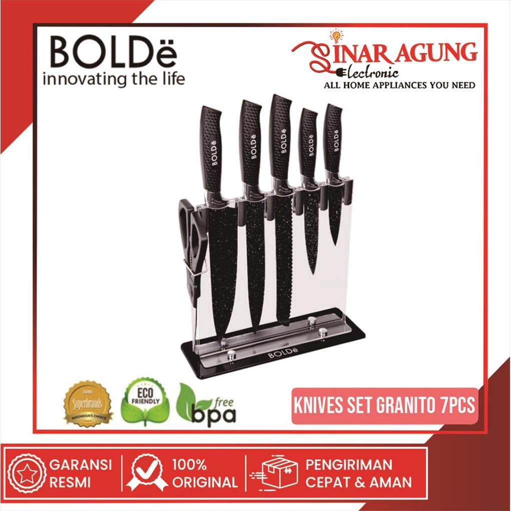 Jual Cod Pisau Dapur Pisau Set Bolde Knives Set Granito 7 Pcs Pure Steinless Steel 100