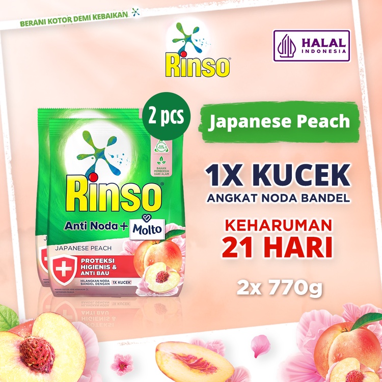 Jual Rinso Molto Detergent Bubuk Deterjen Anti Noda Japanese Peach 770 ...
