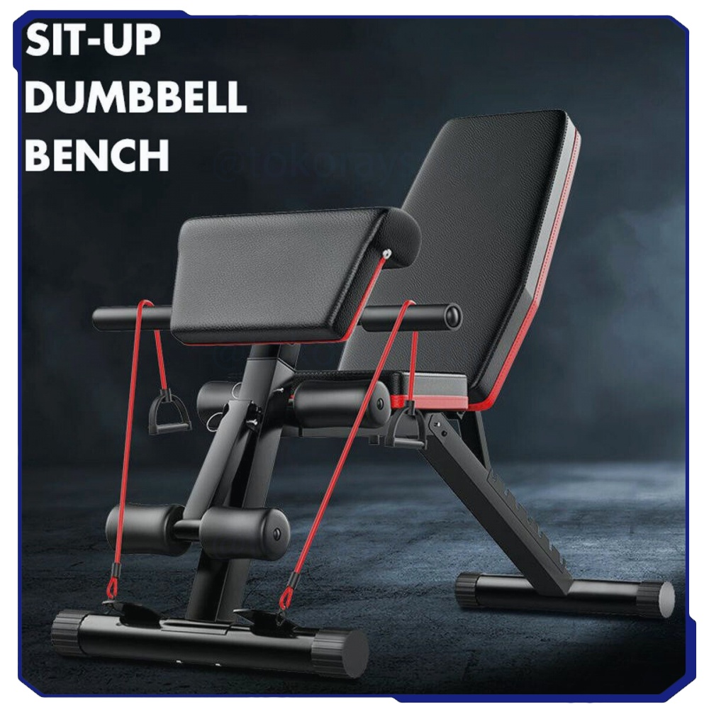 Jual Kursi Gym Bench Press Adjustable Foldable Dumbbell Sit Up Exercise ...