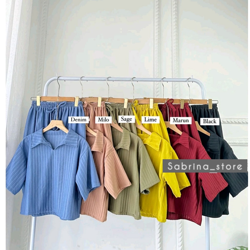 Jual Sabrina - Siera Setelan Crop Oneset Hornet Wanita Premium Termurah ...