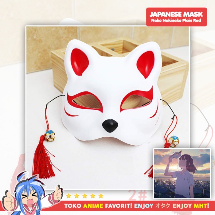 Jual Topeng Anime Cosplay Kucing Cat Naki Neko Plain Red Mask | Shopee ...