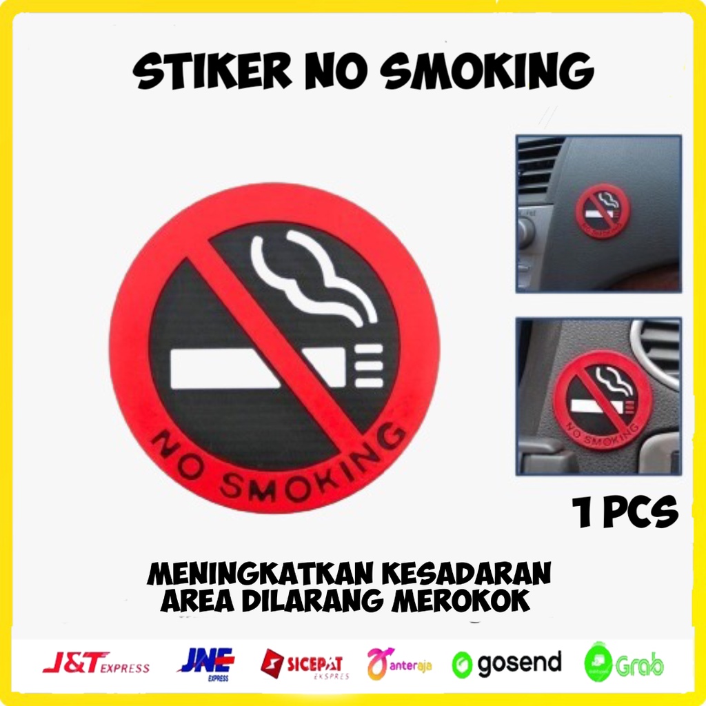 Jual (1PCS) Sticker 3D No Smoking Stiker Dilarang Merokok Tempelan ...